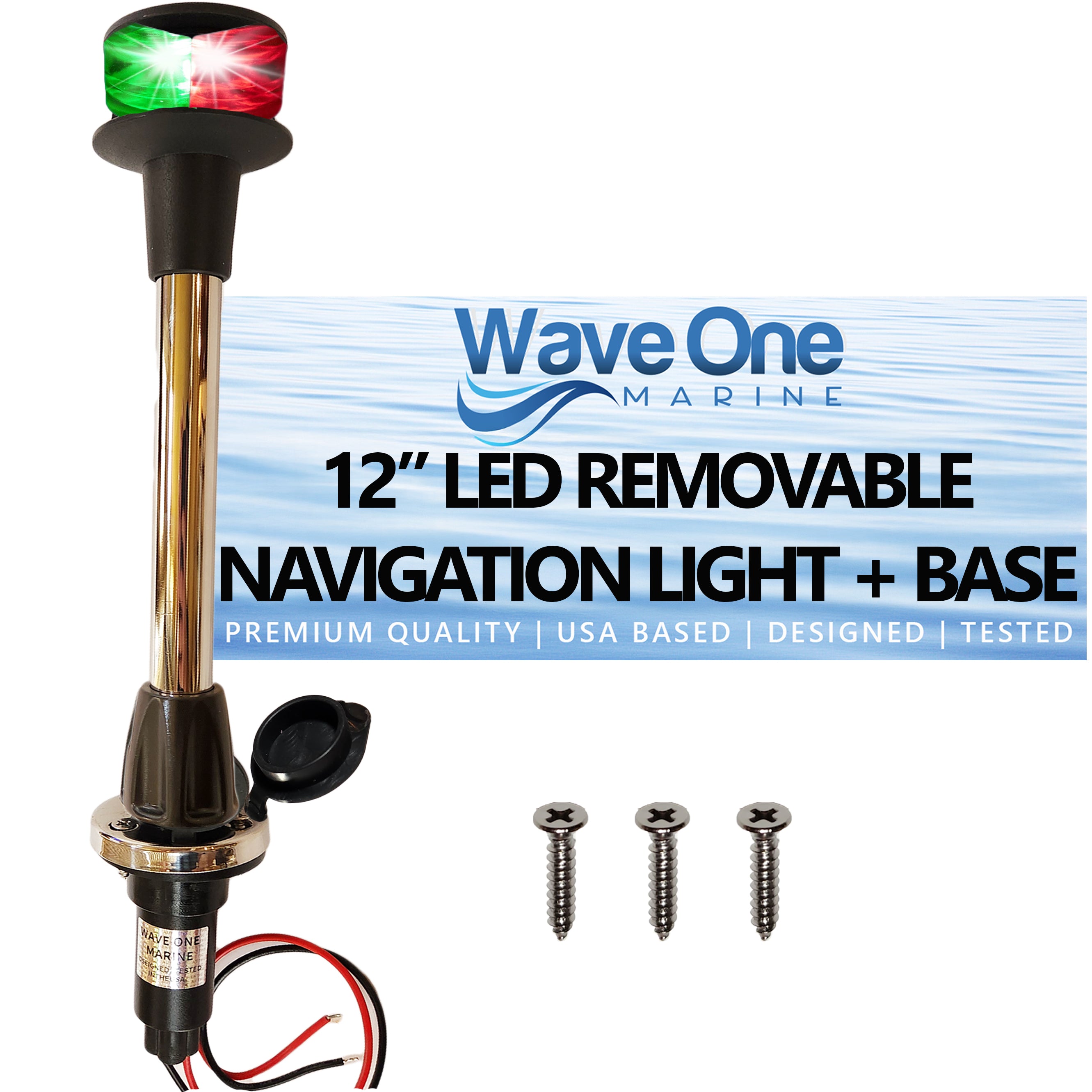 Bi-Color Removable LED Navigation Bow Light With Stainless Plug In Bas ...