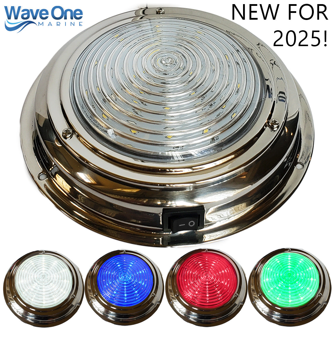 Wave One Marine | Dual Color 7" Stainless LED Marine | Boat Dome Light ...