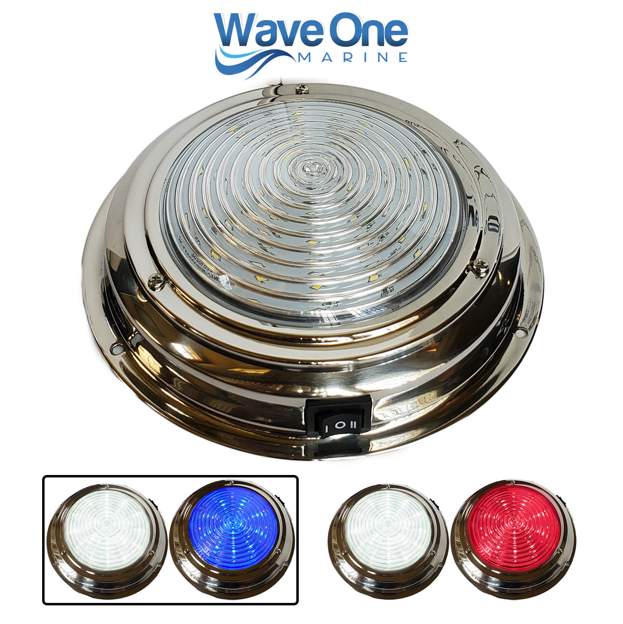 Wave One Marine | Dual Color 7" Stainless LED Marine | Boat Dome Light ...